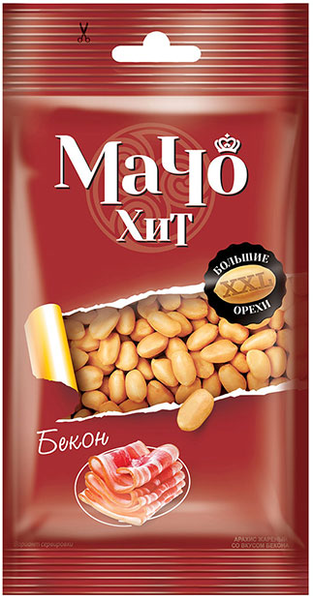 «МачоХит», арахис цельный, жареный, со вкусом бекона, 50 г – купить по ...
