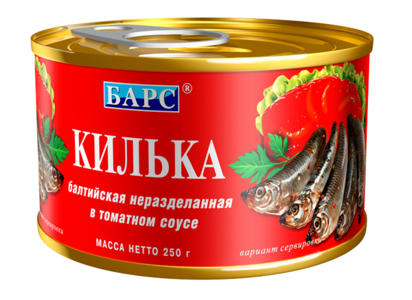 Килька «Барс» Балтийская в томатном соусе, 250 г – купить по приятной ...