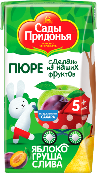Пюре «Сады Придонья» Яблоко-груша-слива, 125 мл – купить по приятной ...