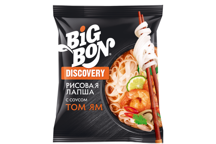 Лапша «BigBon» рисовая с соусом Том Ям, 65 г – купить по приятной цене ...