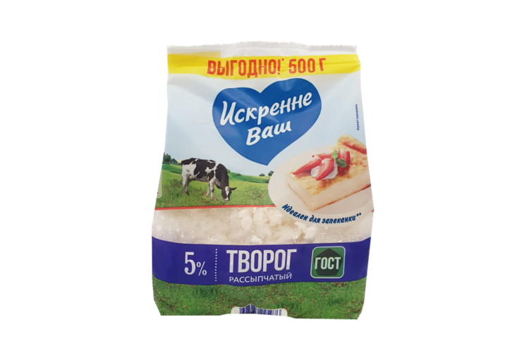 Творог 5% «Искренне Ваш», 500 г – купить по приятной цене с доставкой ...
