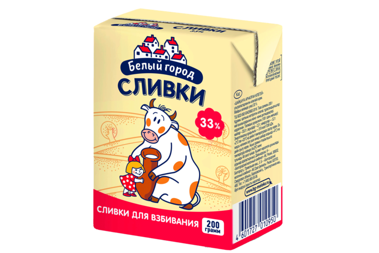 Сливки для взбивания 33% «Белый город» Крем сливочный, 200 мл – купить ...