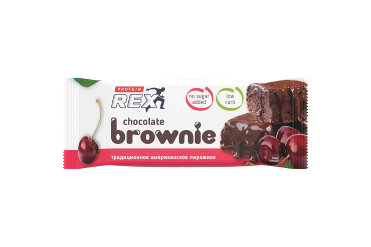 Пирожное «ProteinRex» протеиновое, «Брауни» вишневое, без сахара, 50 г ...