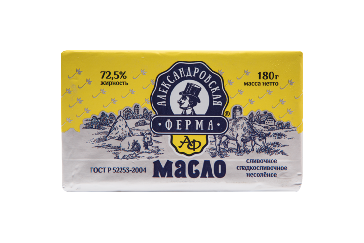 Масло сливочное 72.5% «Александровская Ферма», 180 г – купить по ...