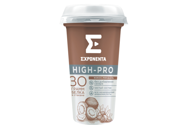 Напиток кисломолочный «EXPONENTA HIGH-PRO» Кокос-миндаль, 250 г ...