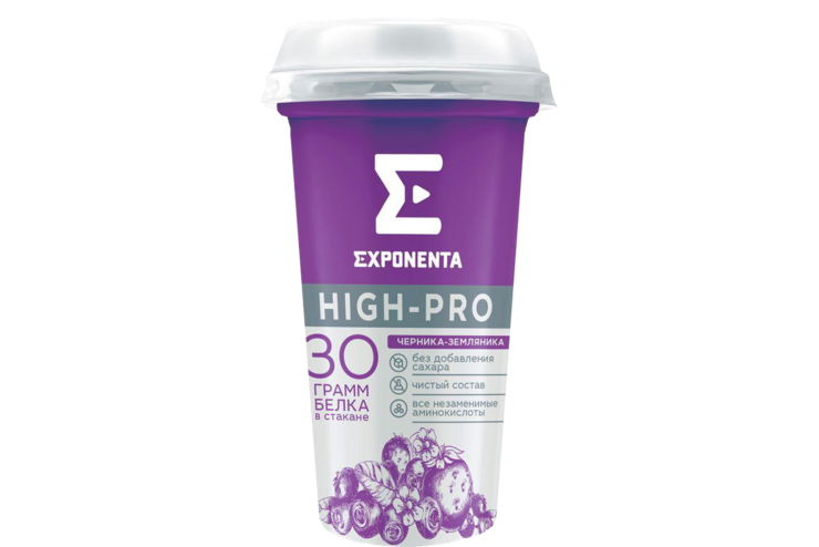 Напиток кисломолочный «EXPONENTA HIGH-PRO» черника-земляника, 250 г ...