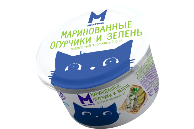 Творожный сыр «Милград» с маринованными огурчиками и зеленью, 130 г ...