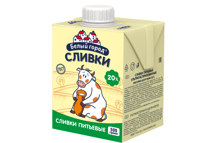 Сливки 20% «Белый город», 500 г – купить по приятной цене с доставкой ...