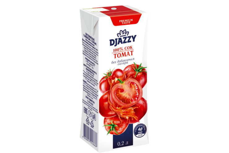 Сок «Djazzy» томатный, с мякотью, 200 мл – купить по приятной цене с ...