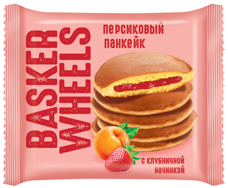 Pancake «Basker Wheels» персиковый с клубничной начинкой, 36 г – купить ...