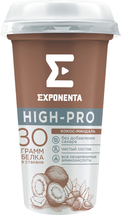 Напиток кисломолочный «EXPONENTA HIGH-PRO» Кокос-миндаль, 250 г ...