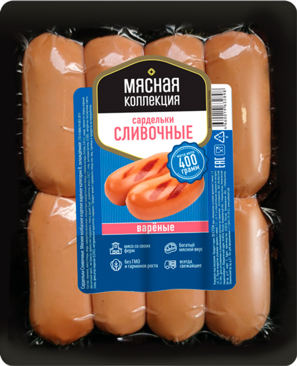 Сардельки «Сливочные» «Мясная коллекция», 400 г - купить по цене ...