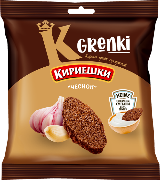 Гренки «Кириешки» со вкусом чеснока и сметанным соусом Hienz, 70 г ...