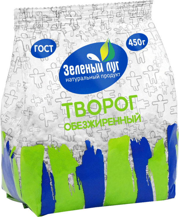 Творог 1.8% «Зеленый луг» обезжиренный, 450 г – купить по приятной цене ...
