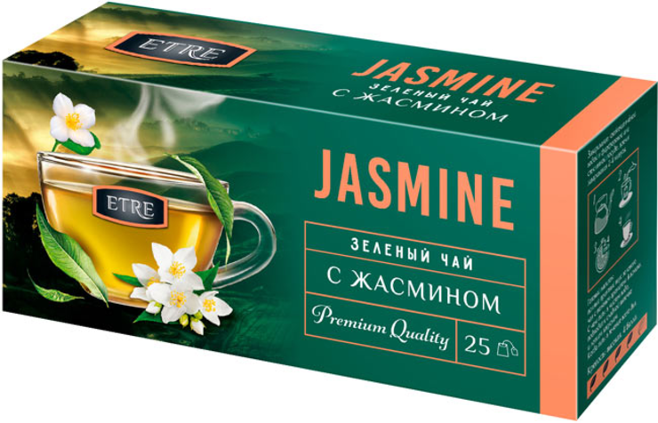 Чай Jasmine зеленый с жасмином, 25 пакетиков «ETRE», 50 г - купить по ...